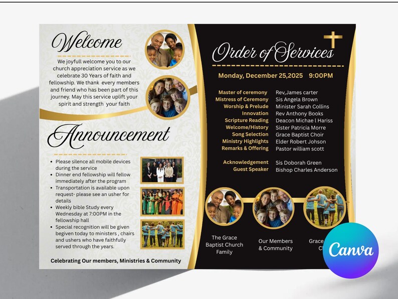 Church Appreciation Brochure Template: Editable Canva Program (8.5"x11 ...