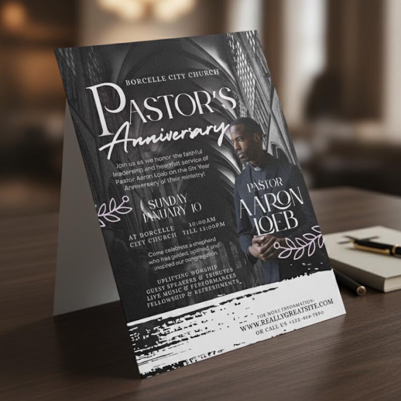 Elegant Pastor Anniversary Program Template: Bifold Church Celebration ...