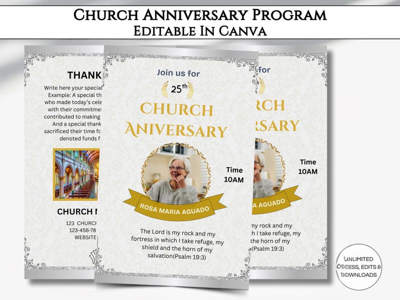 Milky White Church Appreciation Program Template, Editable 4 Page Canva ...