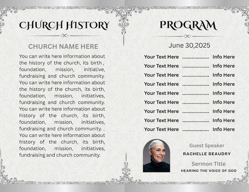 Church Anniversary Program Template: Editable Canva Brochure (digital ...