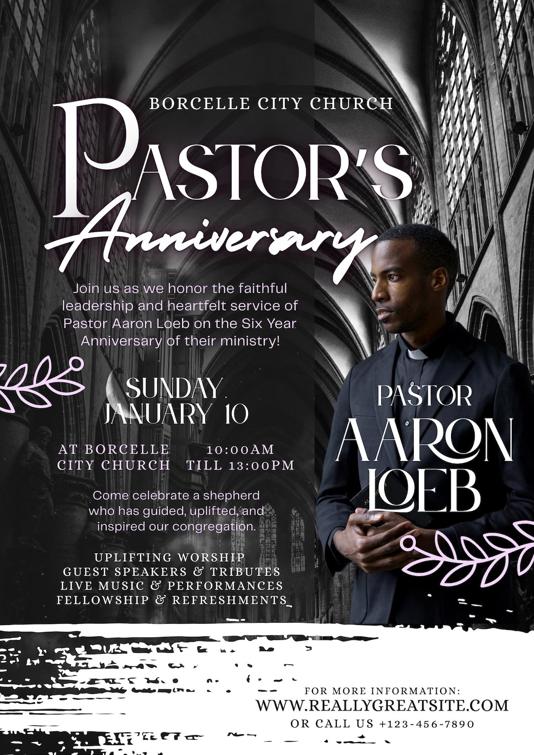 Elegant Pastor Anniversary Program Template: Bifold Church Celebration ...