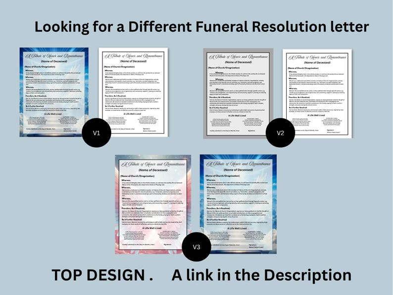 Ocean Blue Funeral Resolution Letter Template: Editable Memorial ...