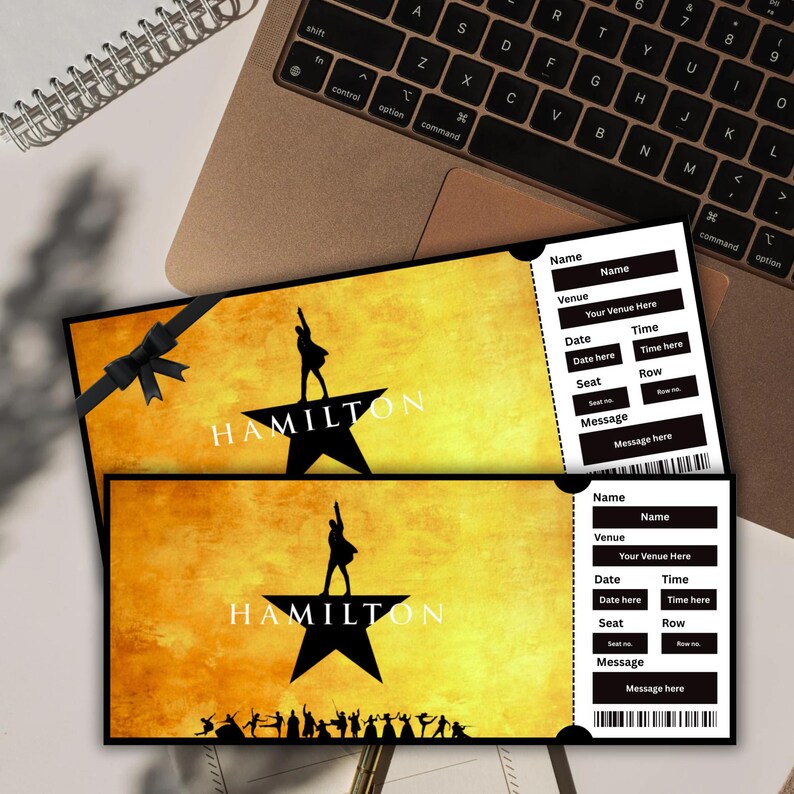 Editable Hamilton Broadway Ticket Template, Personalized Gift (digital ...