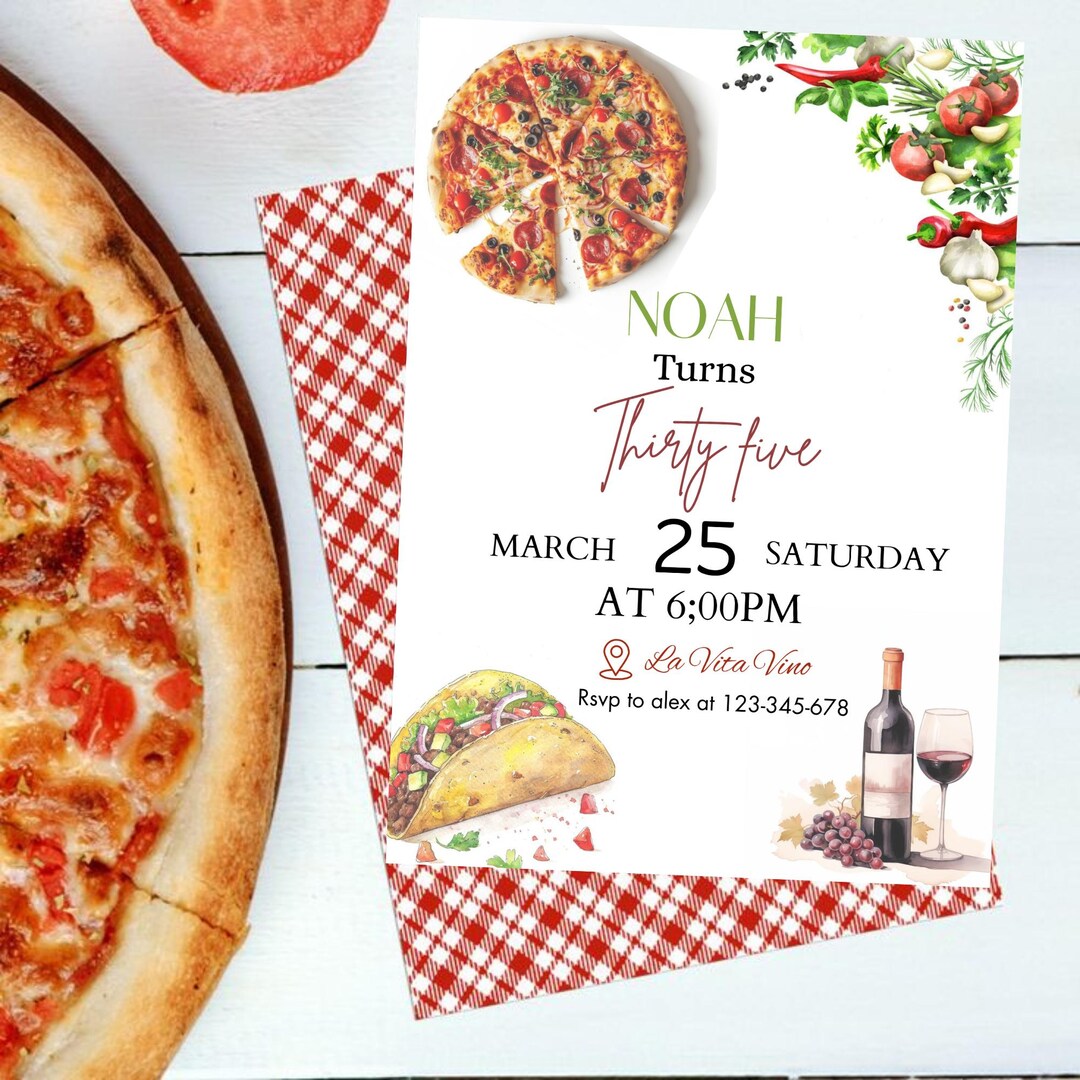 Italian Food Birthday Party Invitation Template (digital Download) - Etsy