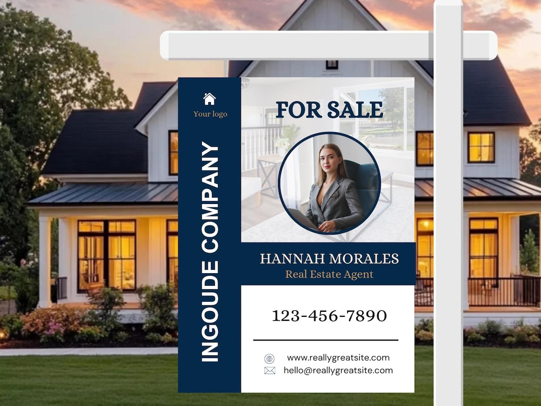 Editable Real Estate Yard Sign Template: Modern Canva Design (digital ...
