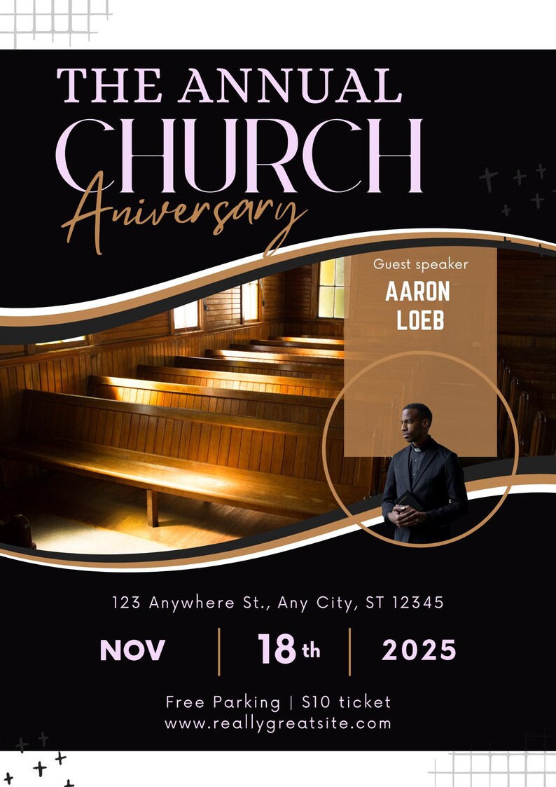 Elegant Pastor Anniversary Program Template: Bifold Church Celebration ...