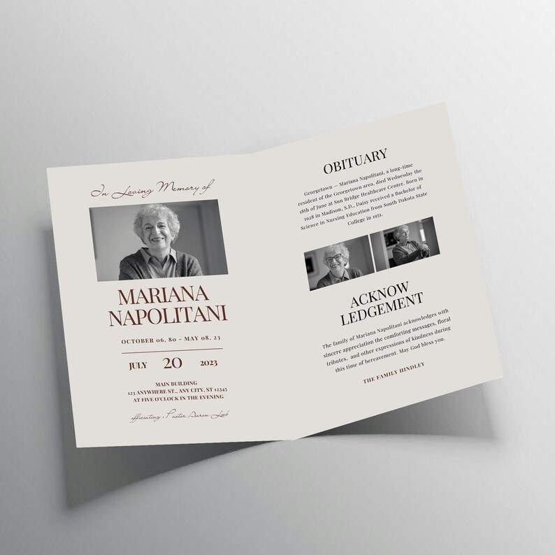 LDS Funeral Program Template, Order of Service (editable Printable ...
