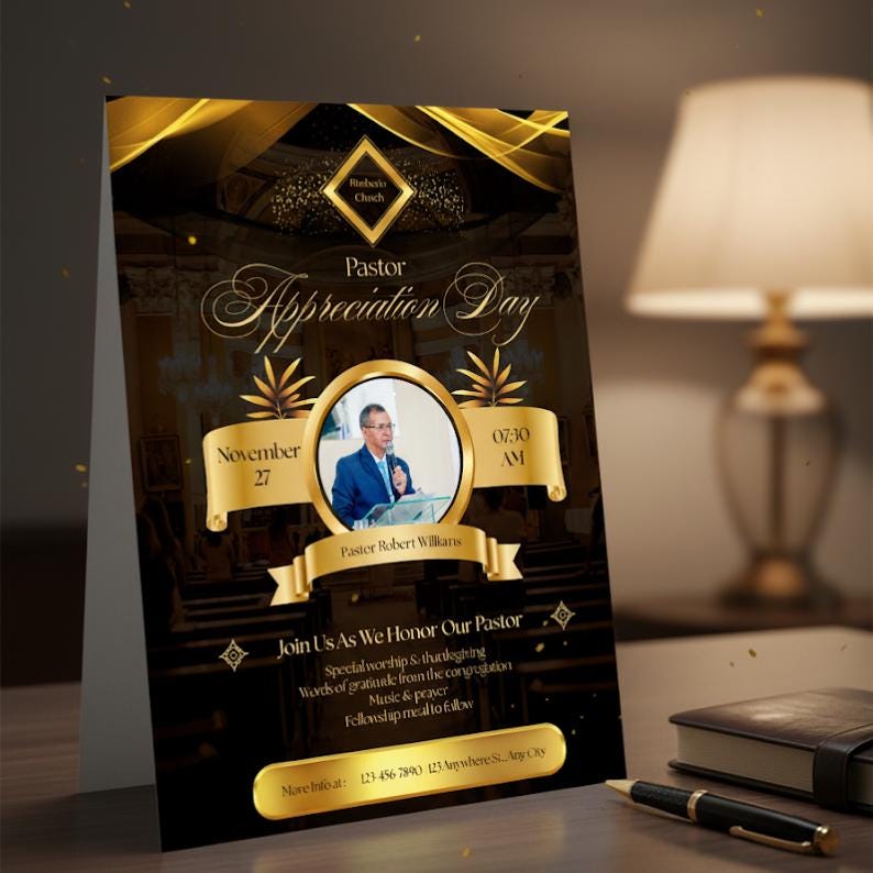 Pastor Appreciation Program: Elegant Church Celebration Template ...