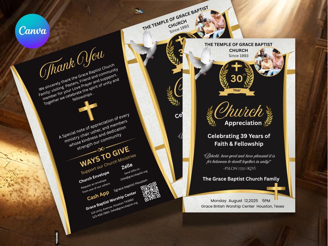 Church Appreciation Brochure Template: Editable Canva Program (8.5"x11 ...