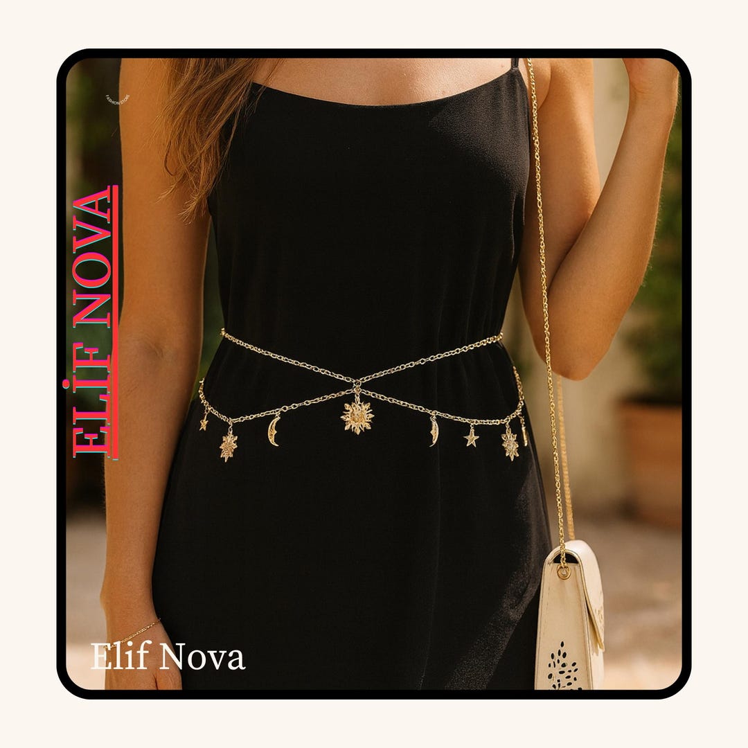 Boho Belly Chain: Star Moon Sun Waist Jewelry With Tassels - Etsy