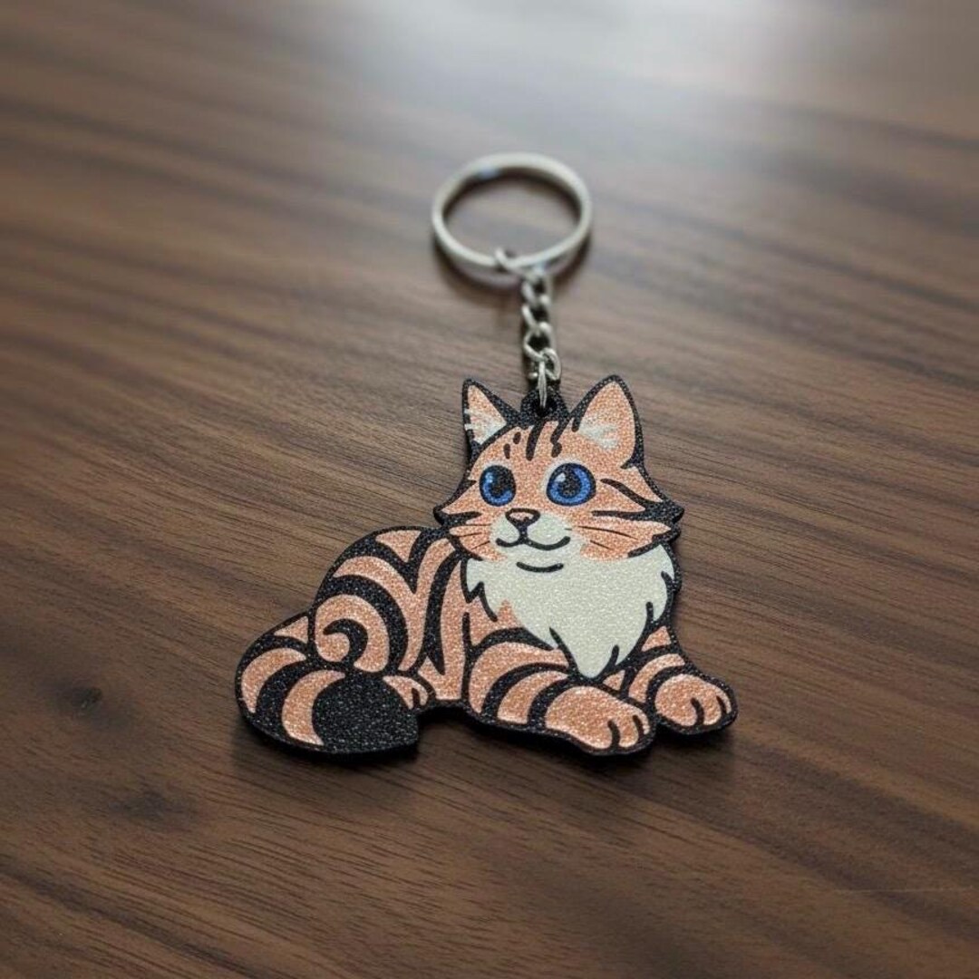Cute Cat Keychain – 3D Printed Cat Lover Gift | Eco-friendly Cat ...