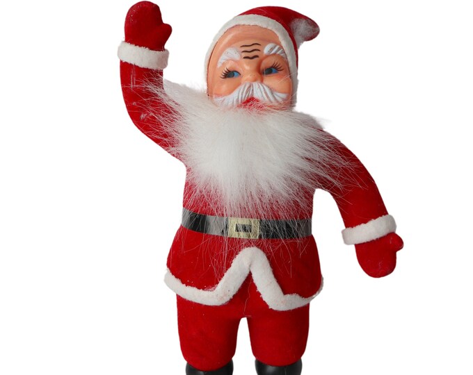 Vintage Christmas Santa Claus Flocked 1960's - Etsy