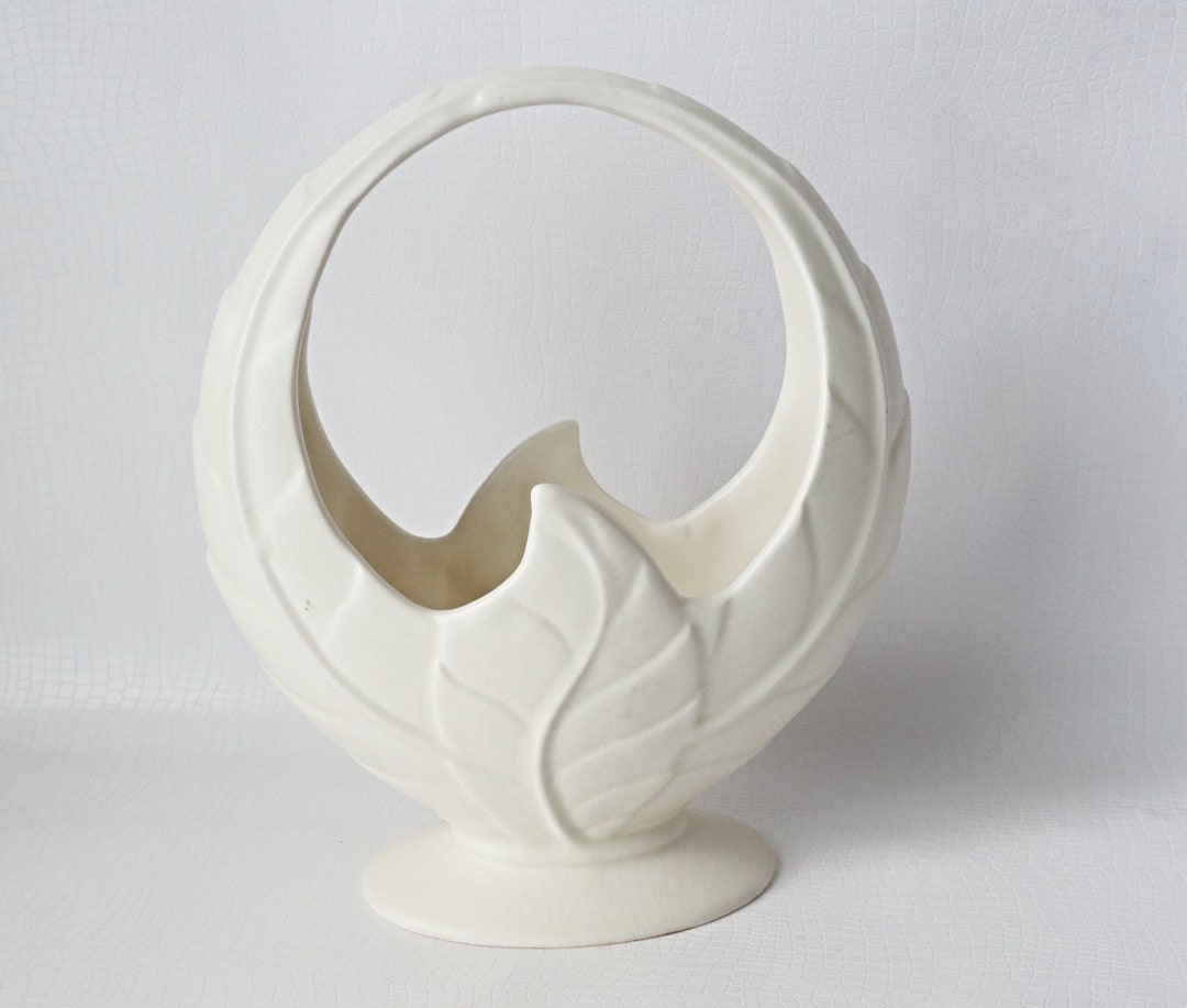 Vintage Beswick Ware Art Pottery Ceramic Deco Ivory Satin Matt Flower ...