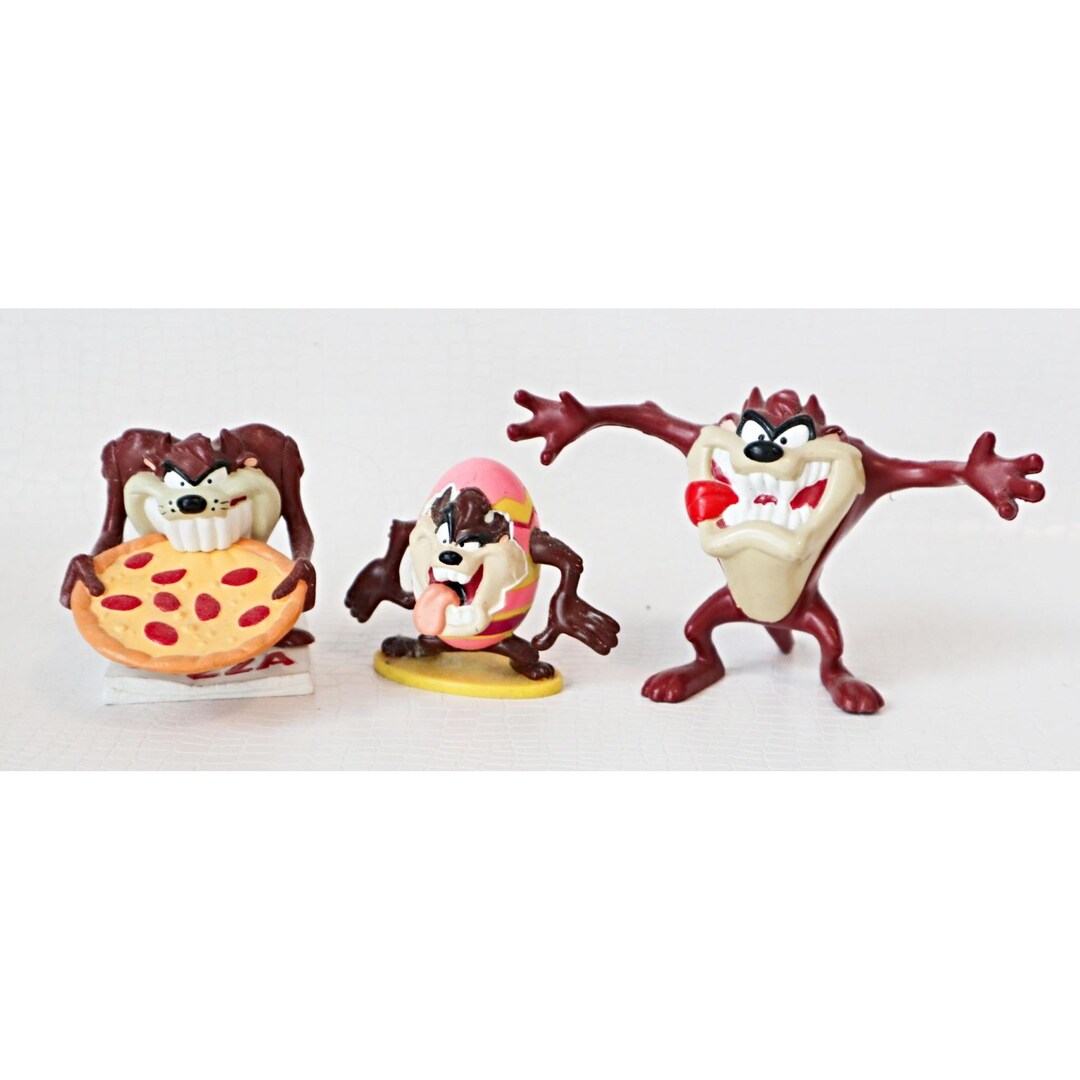 3 Vintage Tazmanian Devil PVC Figurine Pizza Taz Easter Egg Collectible ...