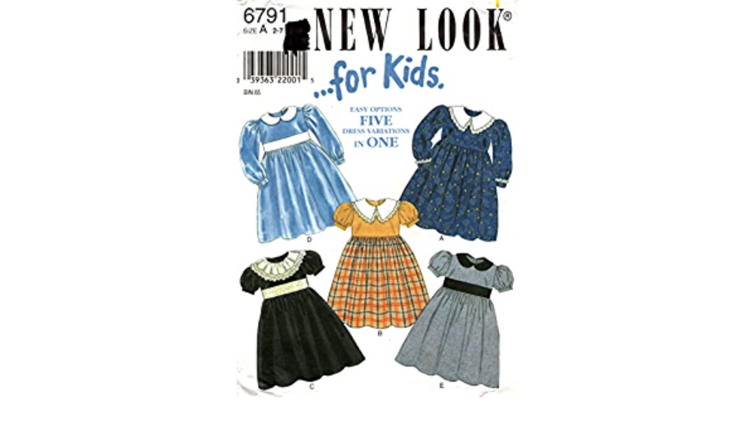 New Look 6791 Sewing Pattern for Kids Five Dress Variations Size 2 3 4 ...