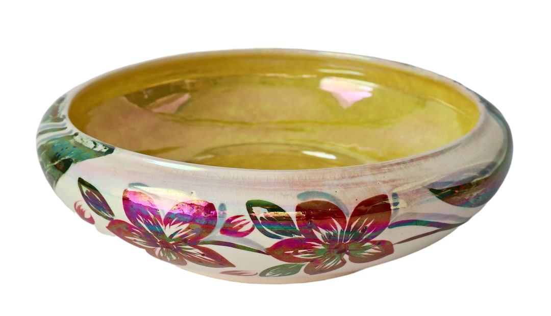 Vintage Lustreware Centerpiece Bowl Floral Lusterware England MCM Mid ...