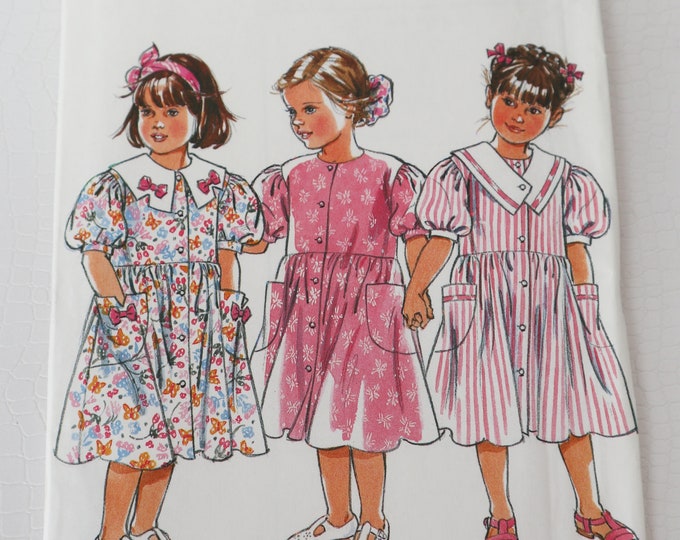 New Look 6546 Sewing Pattern Girls Dress 3 Variations Size A 2 3 4 5 6 ...