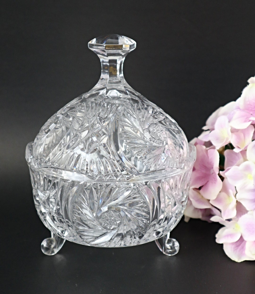 Vintage Lead Crystal Candy Dish With Lid Pinwheel With Lid - Etsy