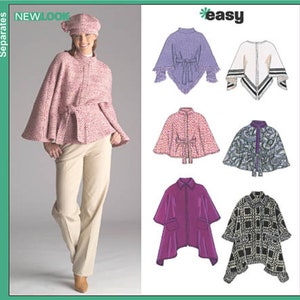 New Look 6517 Sewing Pattern Misses' Poncho Variations Higher Neck ...