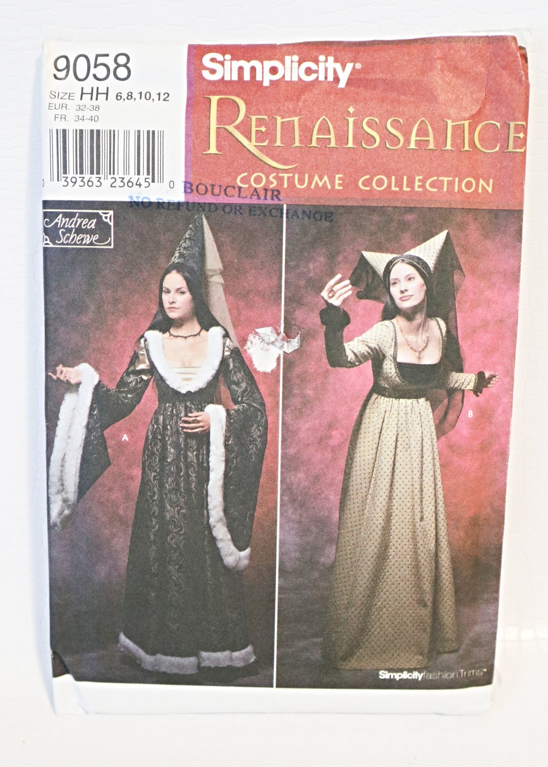 Vintage Simplicity 9058 Sewing Pattern 9058 - Misses Renaissance Gowns ...