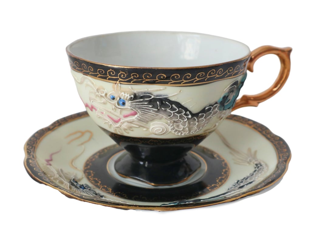 Vintage Dragonware Tea Cup and Saucer Teacup Lusterware Shafford Dragon ...