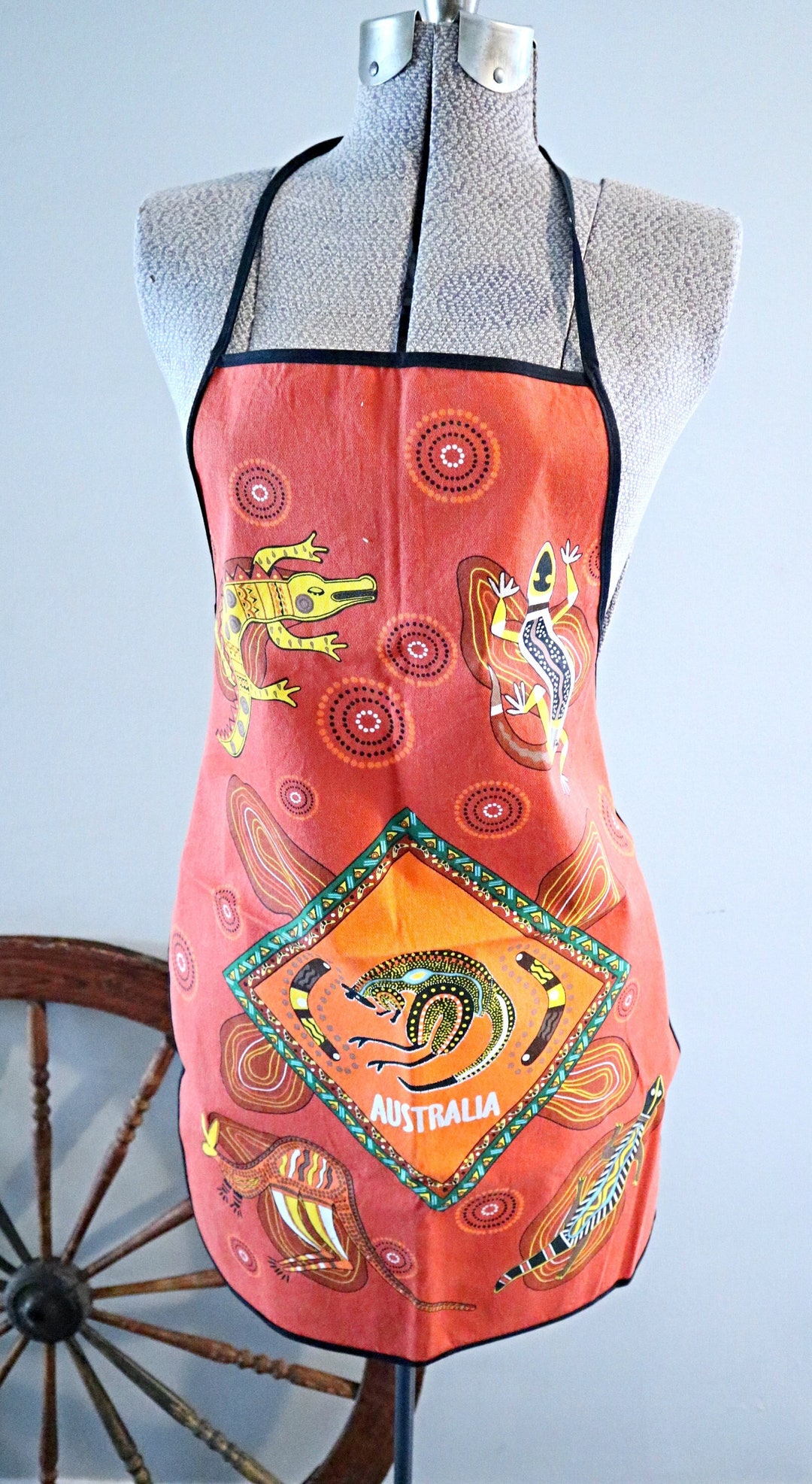 Vintage Apron Souvenir Australia Kangaroo Orange - Etsy