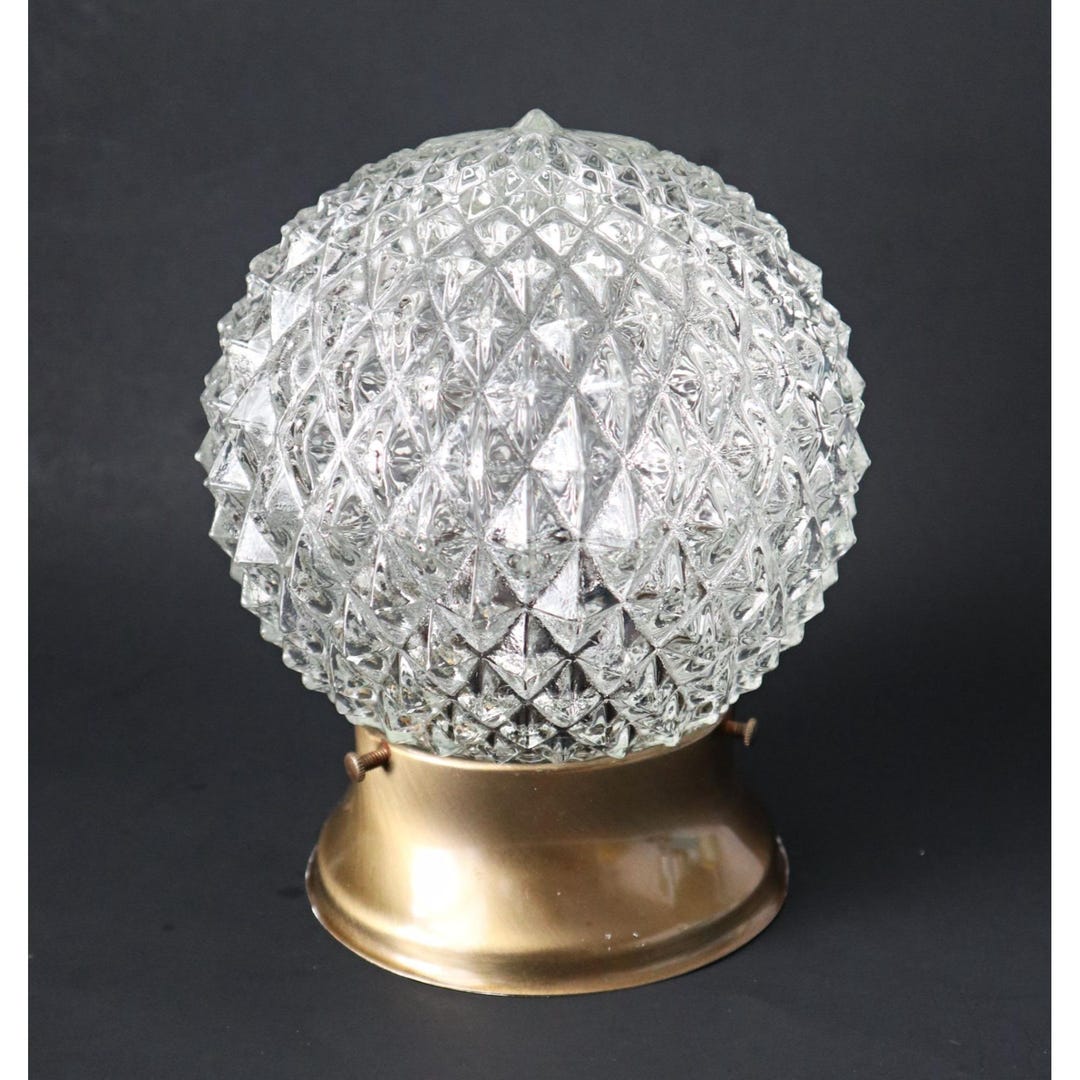 Vintage Clear Cut Glass Diamond Ceiling Light 6" Globe Retro - Etsy