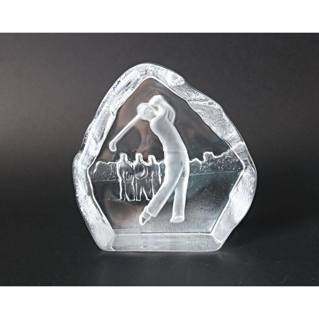 Vintage Crystal Golfer Paperweight Nybro Sweden Gift - Etsy