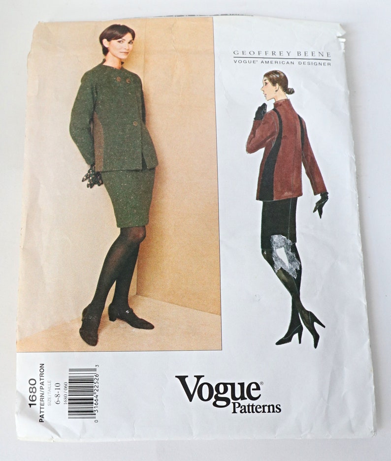 Vogue 1680 Sewing Pattern Misses Semi Fitted Jacket & Skirt Designer ...