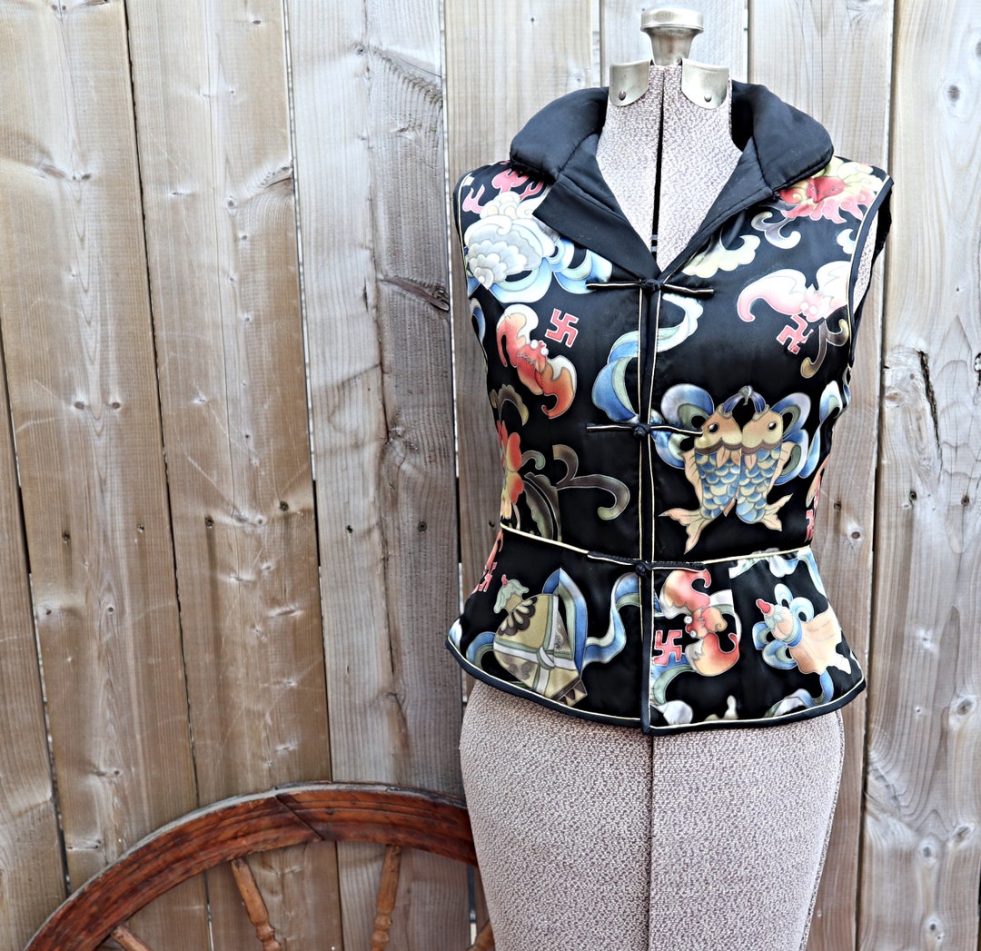 Vintage Pure Silk Hand Painted Vest Jacket Size: Small Medium - Etsy