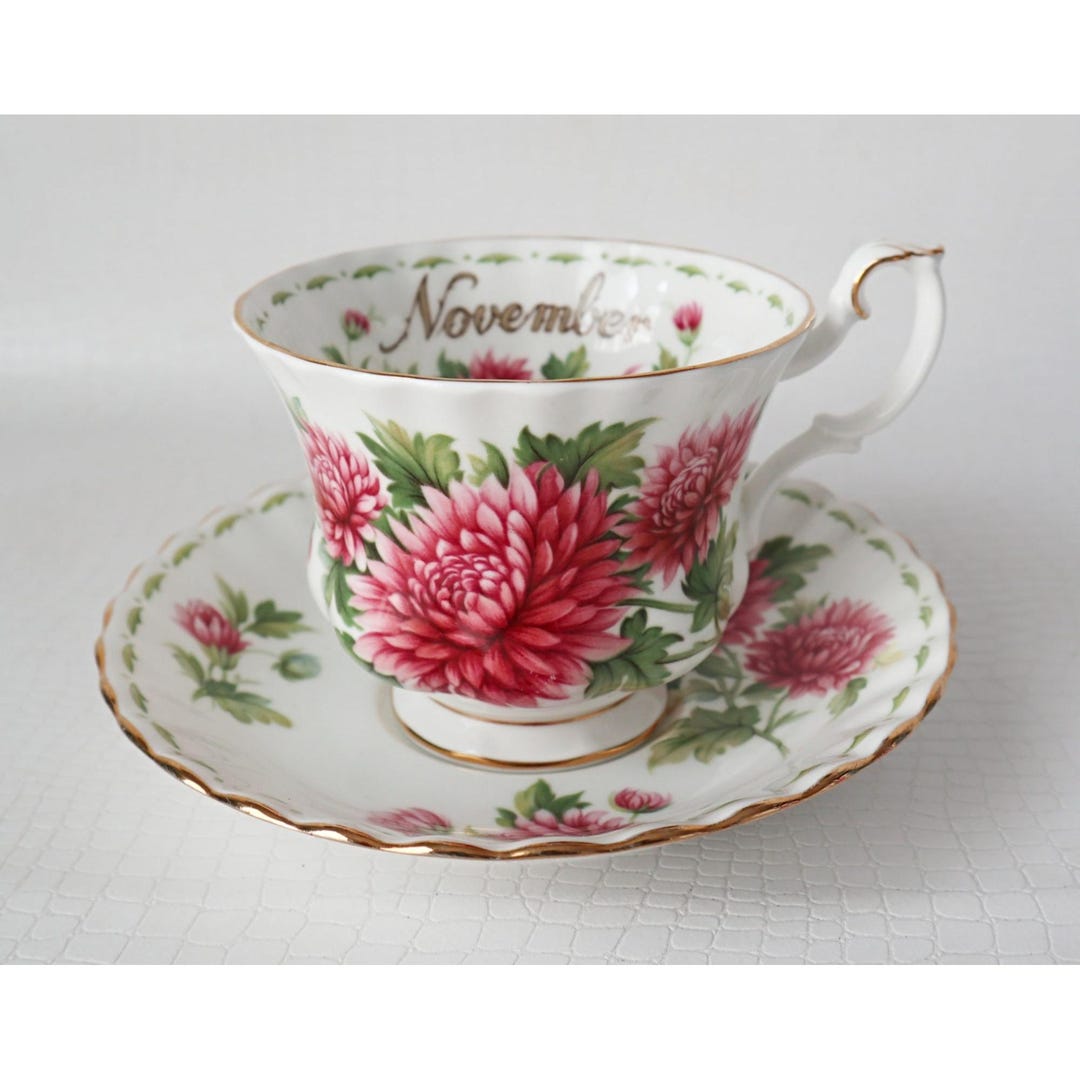 Royal Albert November Flower of the Month Tea Cup & Saucer Pink ...