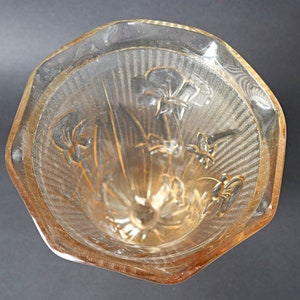 Depression Glass Iris and Herringbone Vase Iridescent Jeanette 1930s - Etsy