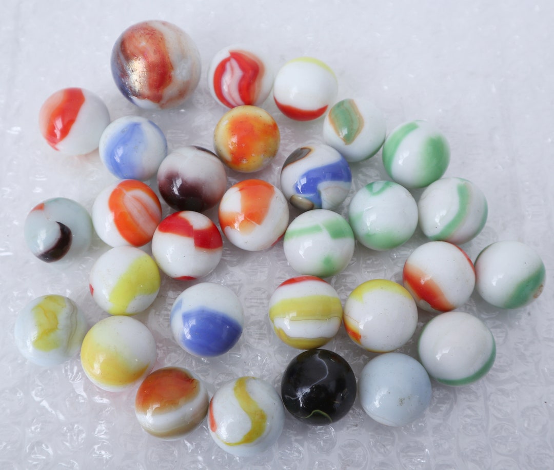 29 Vintage Agate Swirl Marbles 25mm Blue Red Green - Etsy