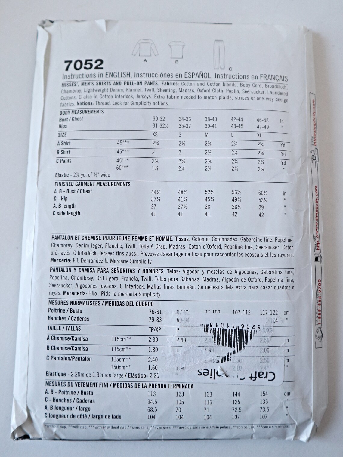 Simplicity 7052 Sewing Pattern so Easy 7052 Men Womens Scrubs Tops ...