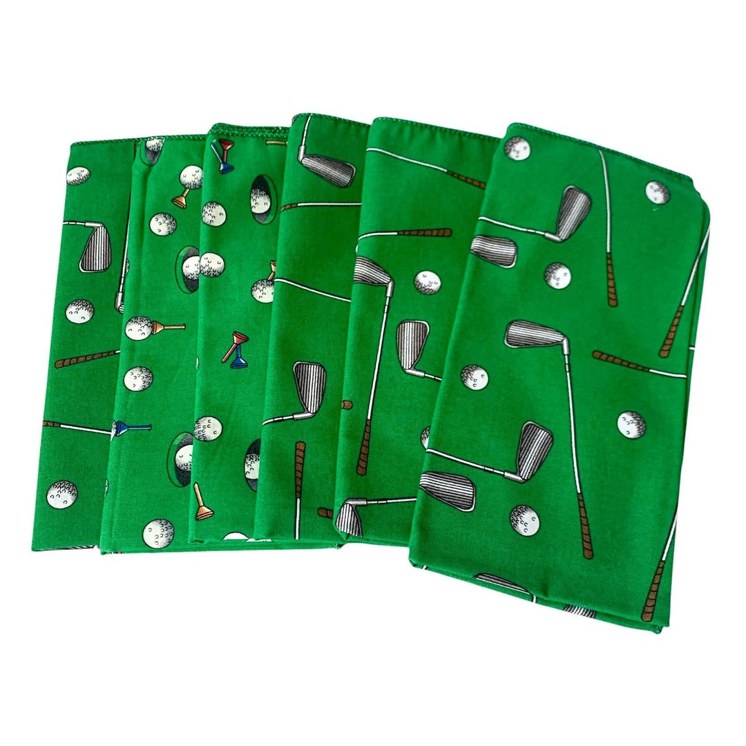 6 Napkins Golf Themed Putter Golf Balls Green Cotton Golfing Table ...
