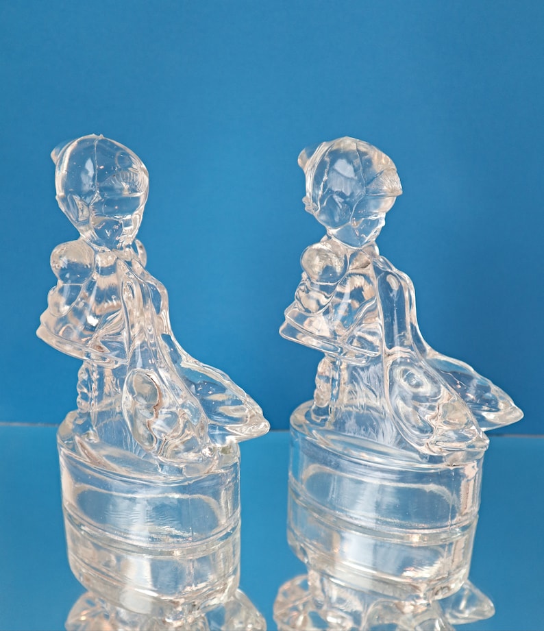 2 Vintage L. E. Smith Goose Girl Glass Figurines 1950's Candy Container ...