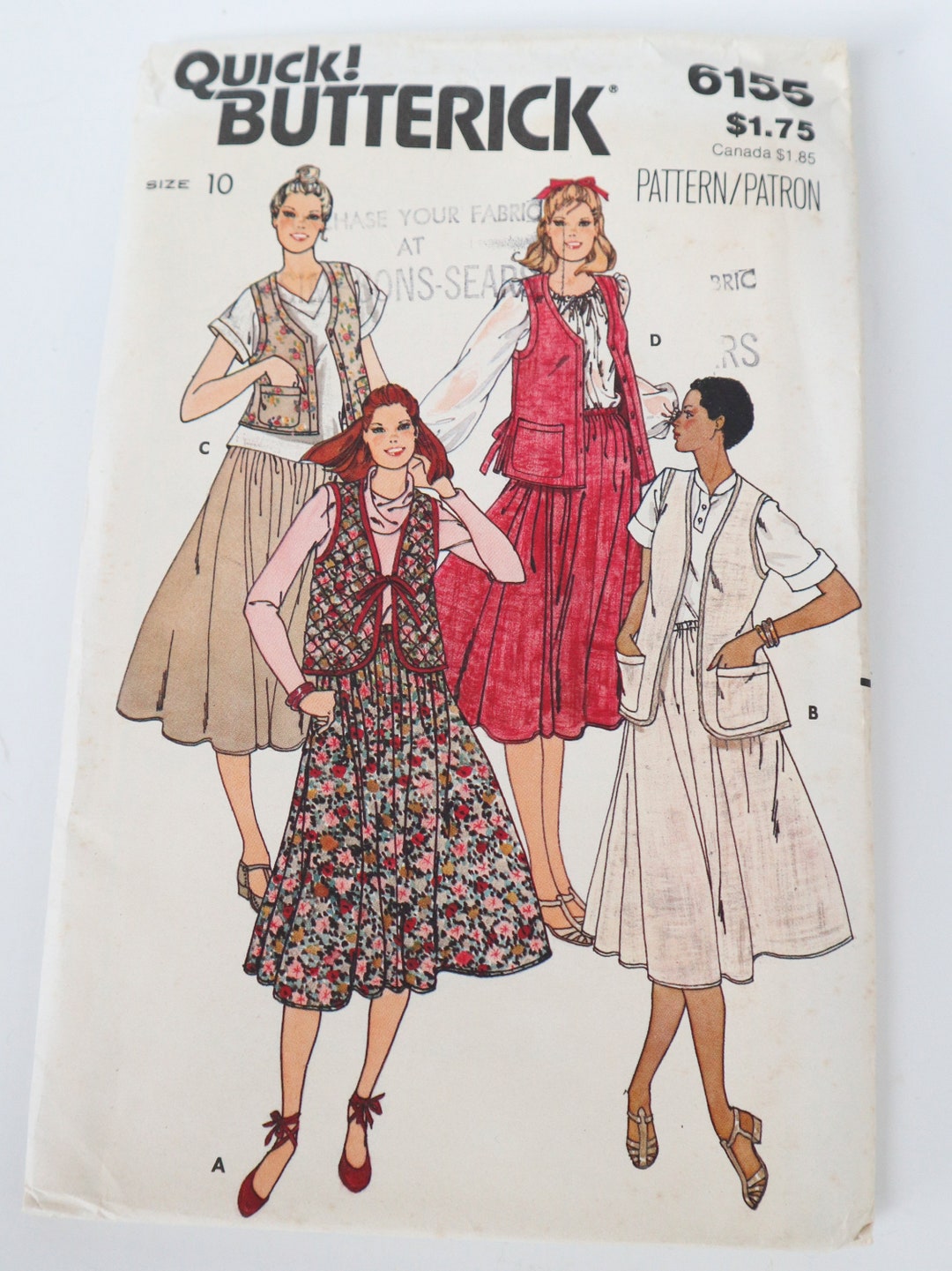 Vintage Butterick 6155 Sewing Pattern Misses' Vest & Skirt Uncut Size ...