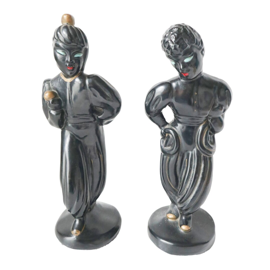 Claytonware Chalk Harlem Dancers Black Gold Trim Vintage Mid Century - Etsy