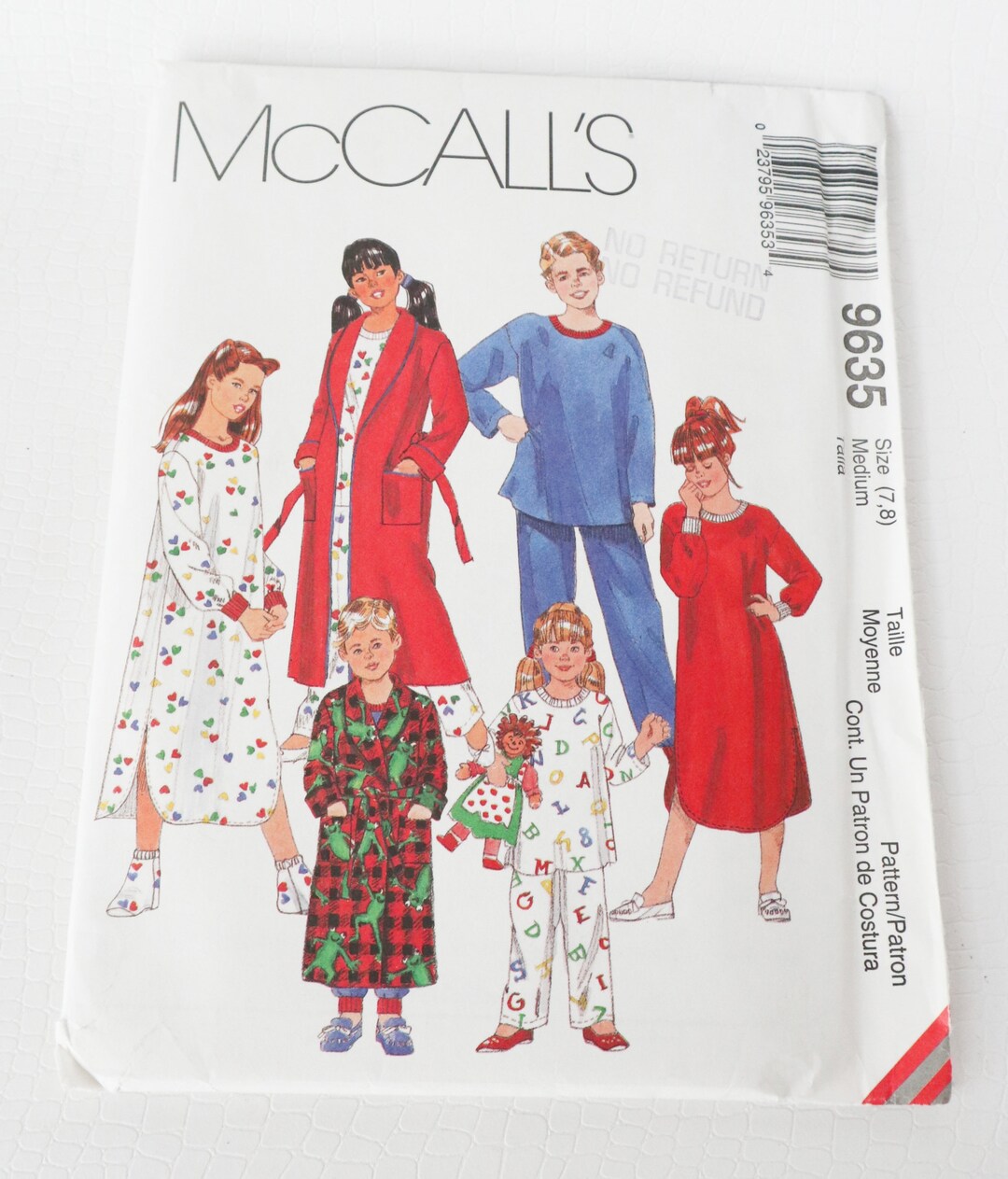 Mccall's 9635 Vintage Sewing Pattern BOYS' & GIRLS' NIGHTWEAR Pajamas ...