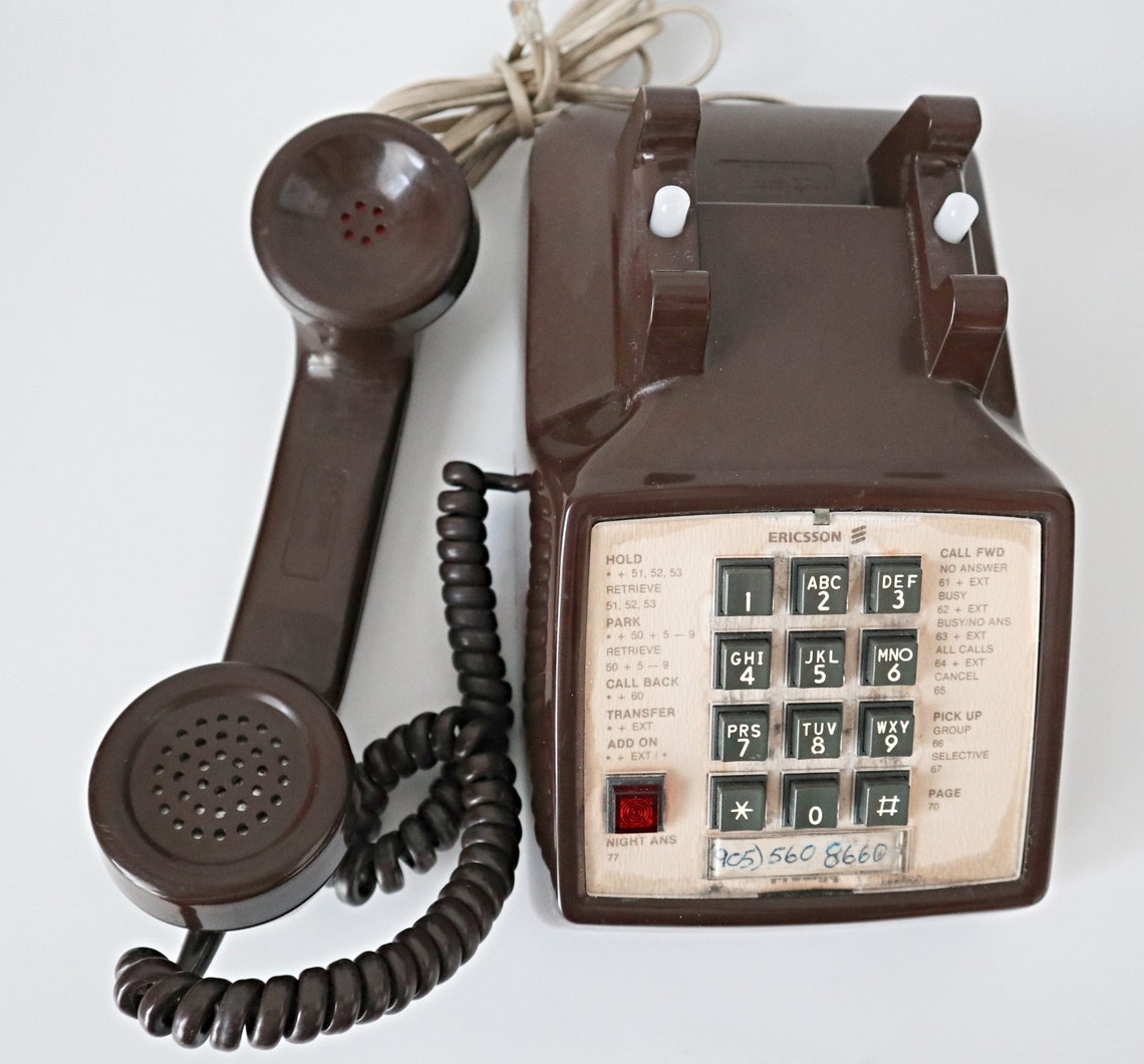 Vintage Brown Push Button Desk Phone Retro Touch Tone - Etsy