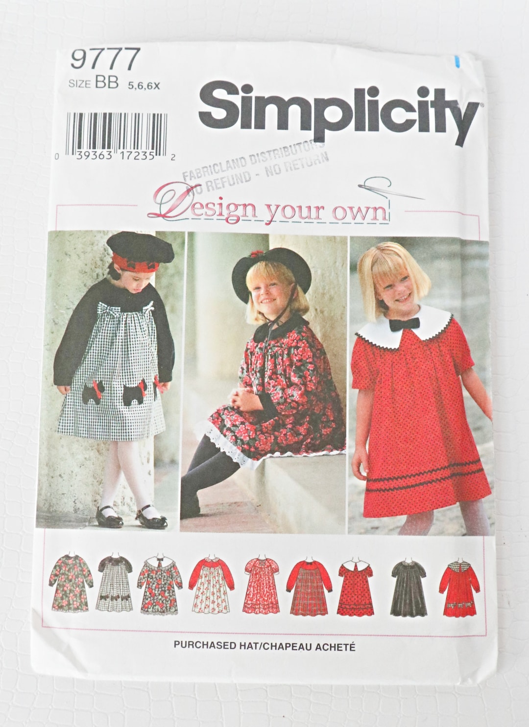 Vintage Simplicity 9777 Sewing Pattern Girl’s Dress Long & Short Sleeve ...