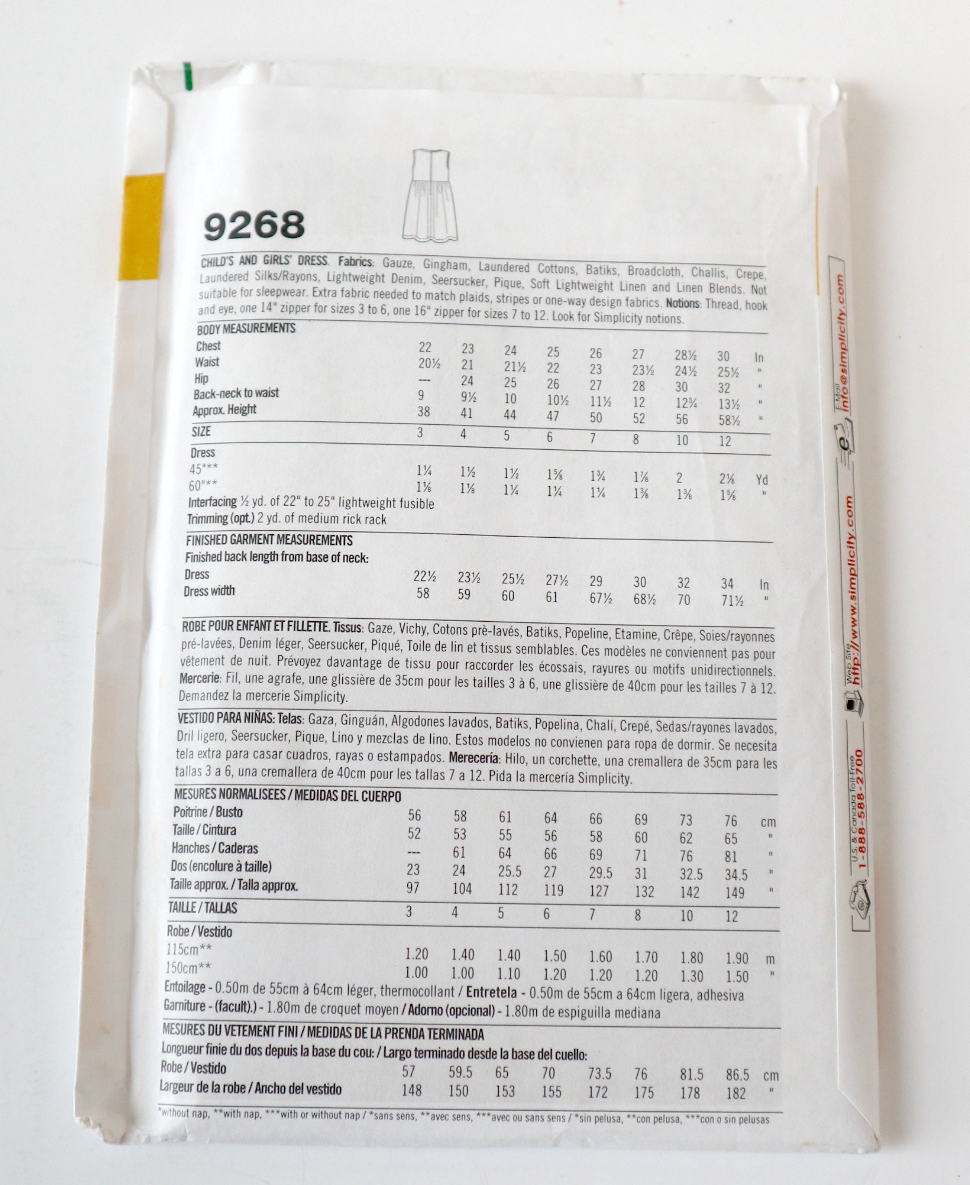 Vintage Sewing Pattern Simplicity 9268 Girls Summer Dress - Etsy