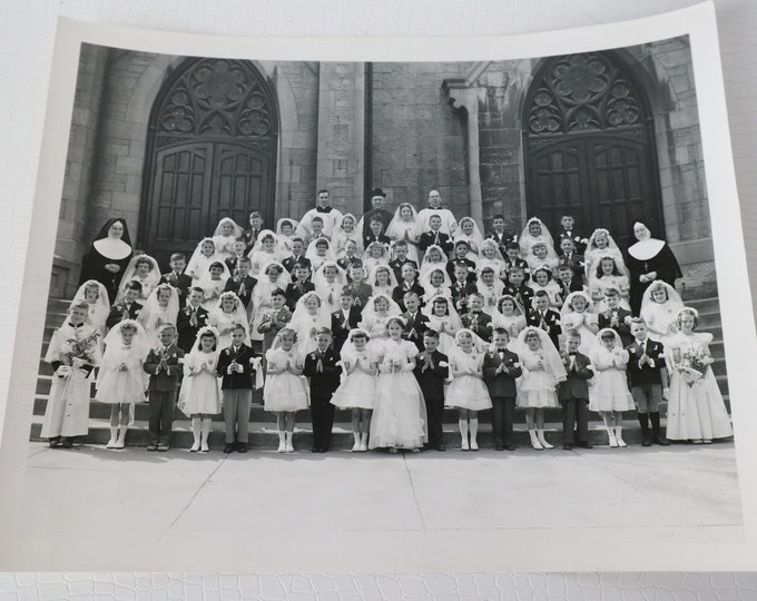 Vintage Large Black & White Photograph First Communion 8X10 1950s - Etsy