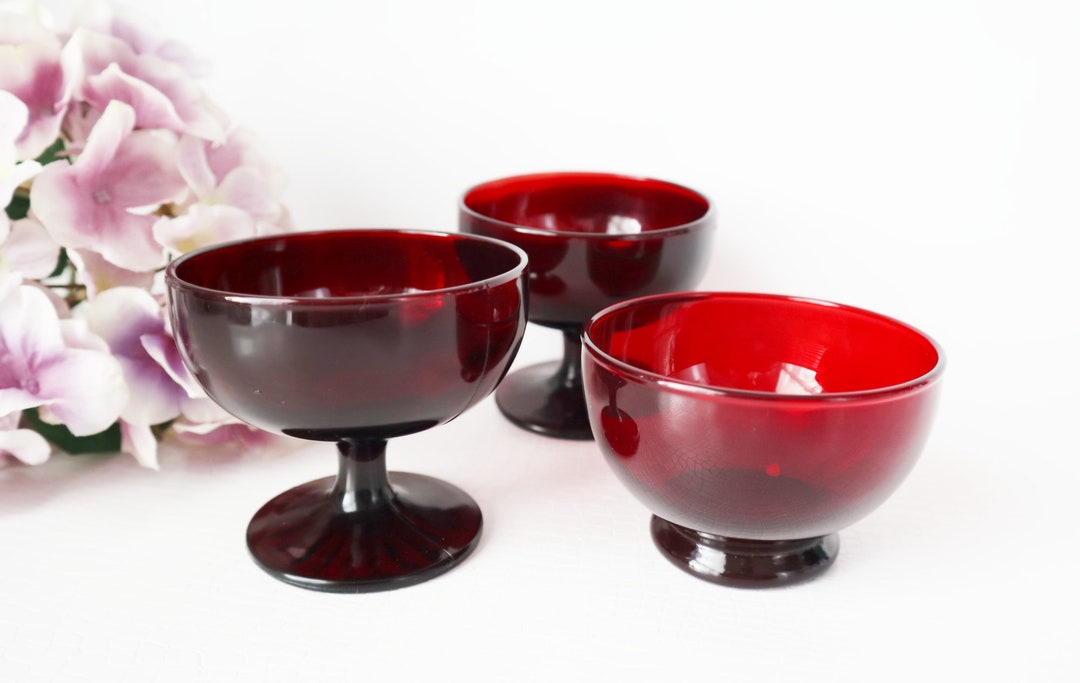3 Vintage Royal Ruby Dessert Dishes Sherbets Anchor Hocking 1960's - Etsy