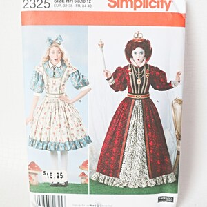 Simplicity Misses Alice Wonderland Queen Hearts Dress Costume Pattern ...