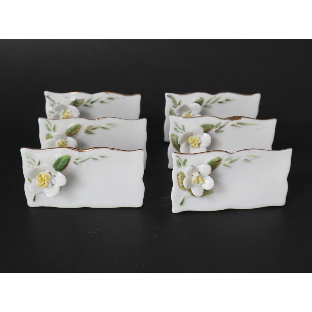 Vintage Shafford Floral 3D Porcelain Place Card Holders Set of 6 - Etsy