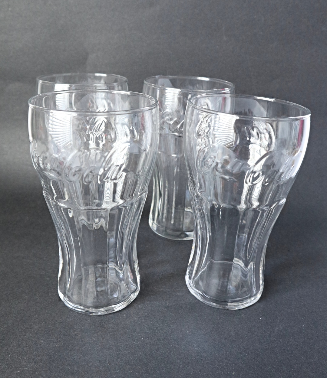 4 Vintage Coca Cola Drinking Glasses Embossed Clear Coke - Etsy