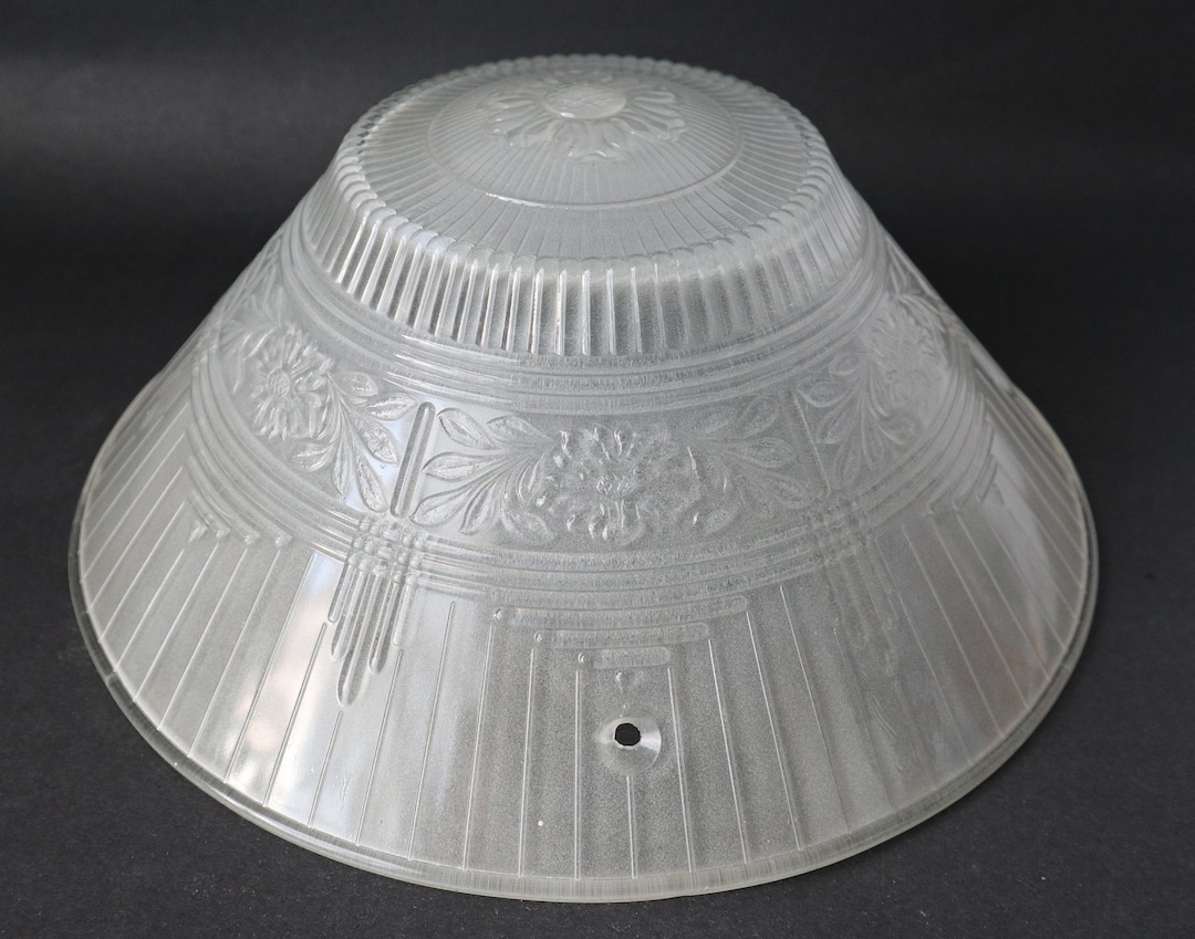 Vintage Ceiling Lamp Shade Frosted Embossed Design 1950's Light Fixture ...
