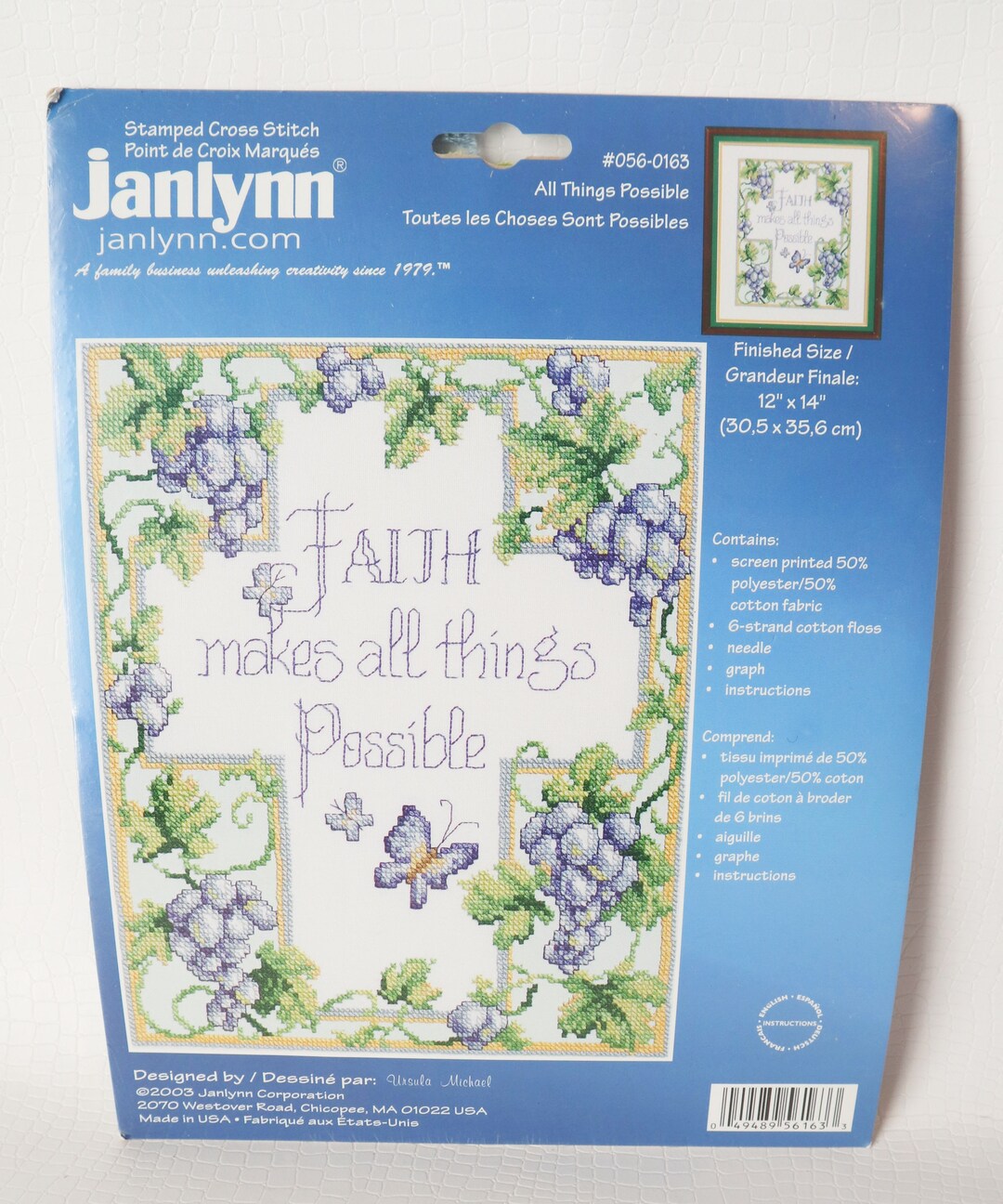 Janlynn All Things Possible #056-0163 Vintage 2002 Stamped Cross Stitch ...