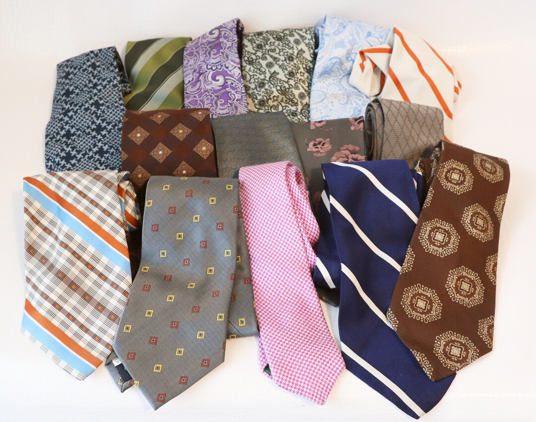 15 Vintage Men's Wide Retro Ties Tie Retro Stripes Paisley Clip on Mod ...